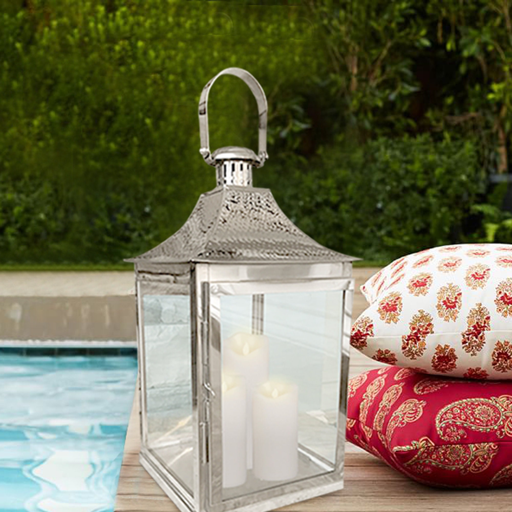 Silver Metal Glass Candle Lantern for Home Console Table Patio - Etsy