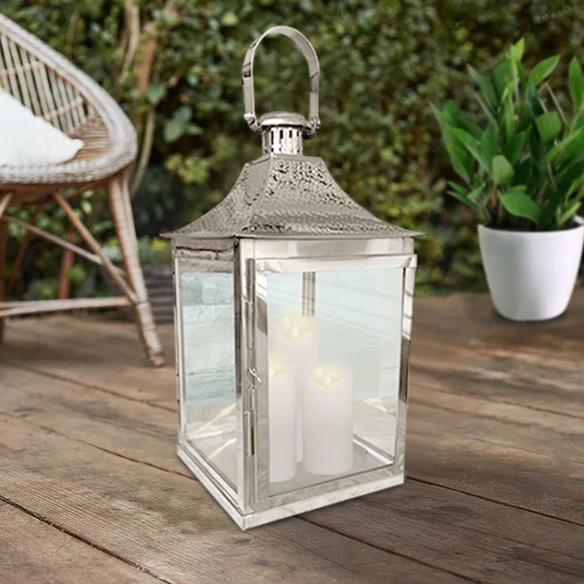 Silver Metal Glass Candle Lantern for Home Console Table Patio - Etsy