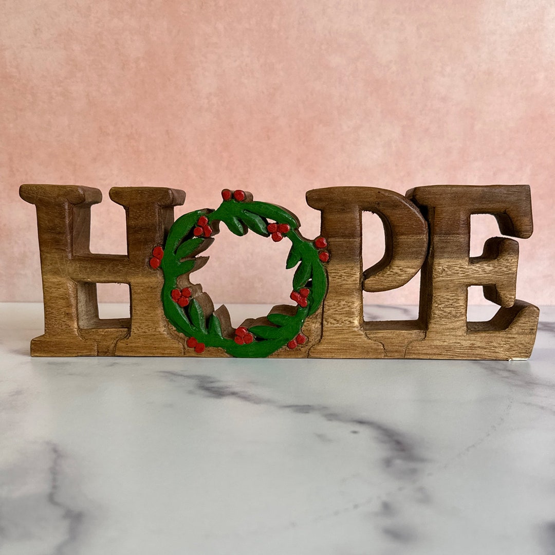 Wooden Sculpture Hope Sign Letters for Winter Home Decor - Etsy