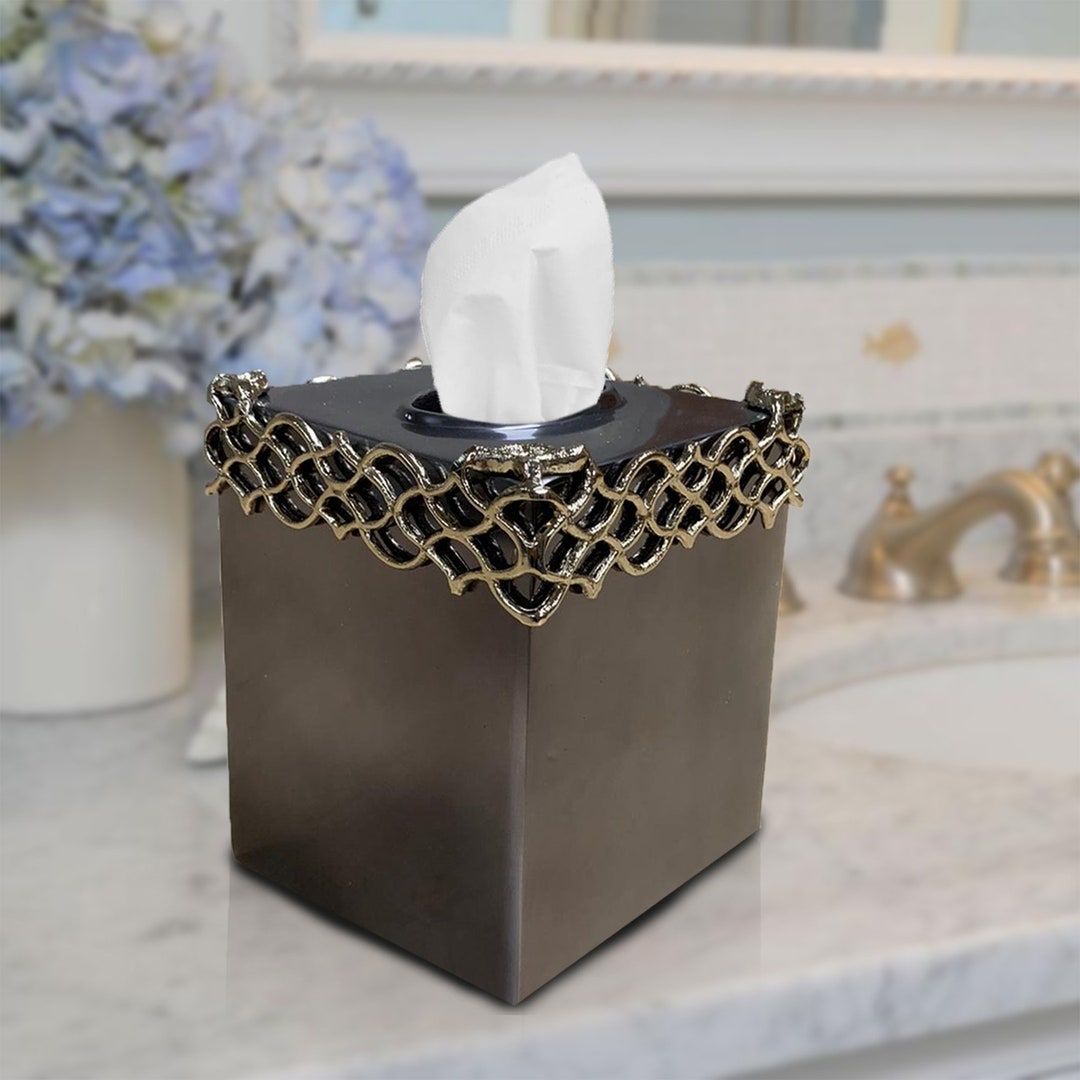 Tissue Box Cover, Gold Finish Tissue Holder, Paper Towel Dispenser ...