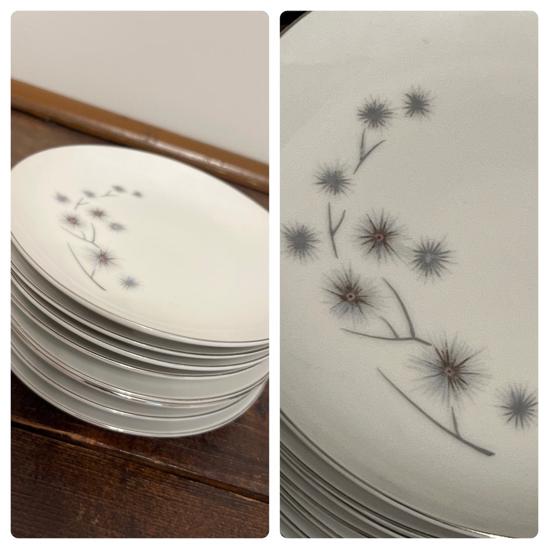 8 MCM Creative Platinum Star Burst Dessert Plates, 50s 60s Atomic Bread ...