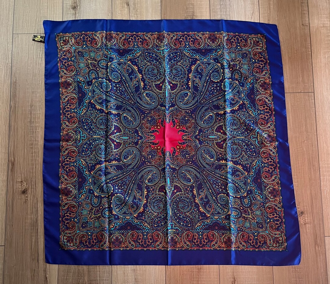 80s 90s Paisley Scarf, Tie Rack Large Polyester Scarf Italy, Bohemian ...