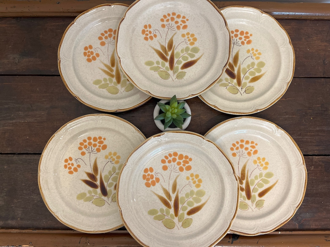 6 Somerset Dinner Plates, Classic by Hearthside Stoneware Plates, 70s ...