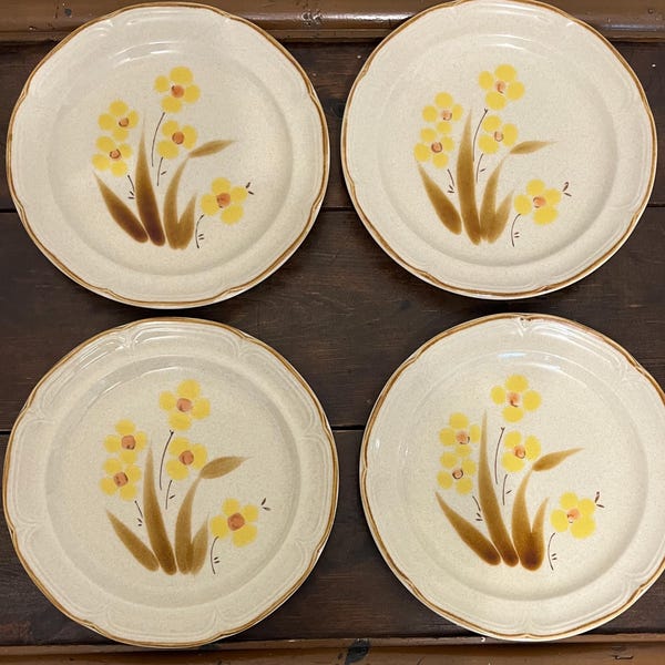 Yellow Floral Plates - Etsy