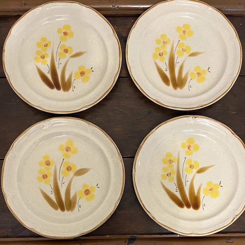 Yellow Floral Plates - Etsy