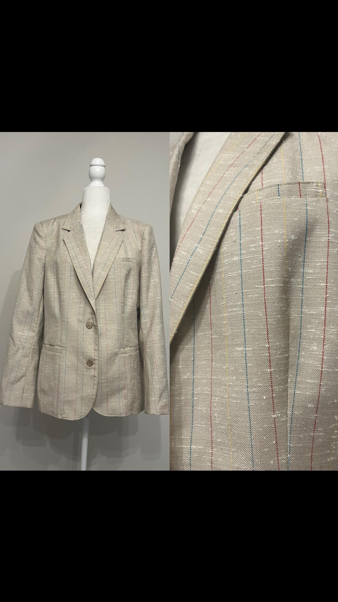 60s 70s Striped Linen Blazer, Vintage Queens-way to Fashion Blazer ...