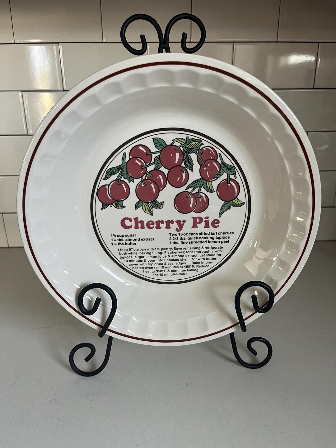 Vintage Sunnystone Cherry Pie Plate, 80s Sunstone Collection Cherry Pie ...
