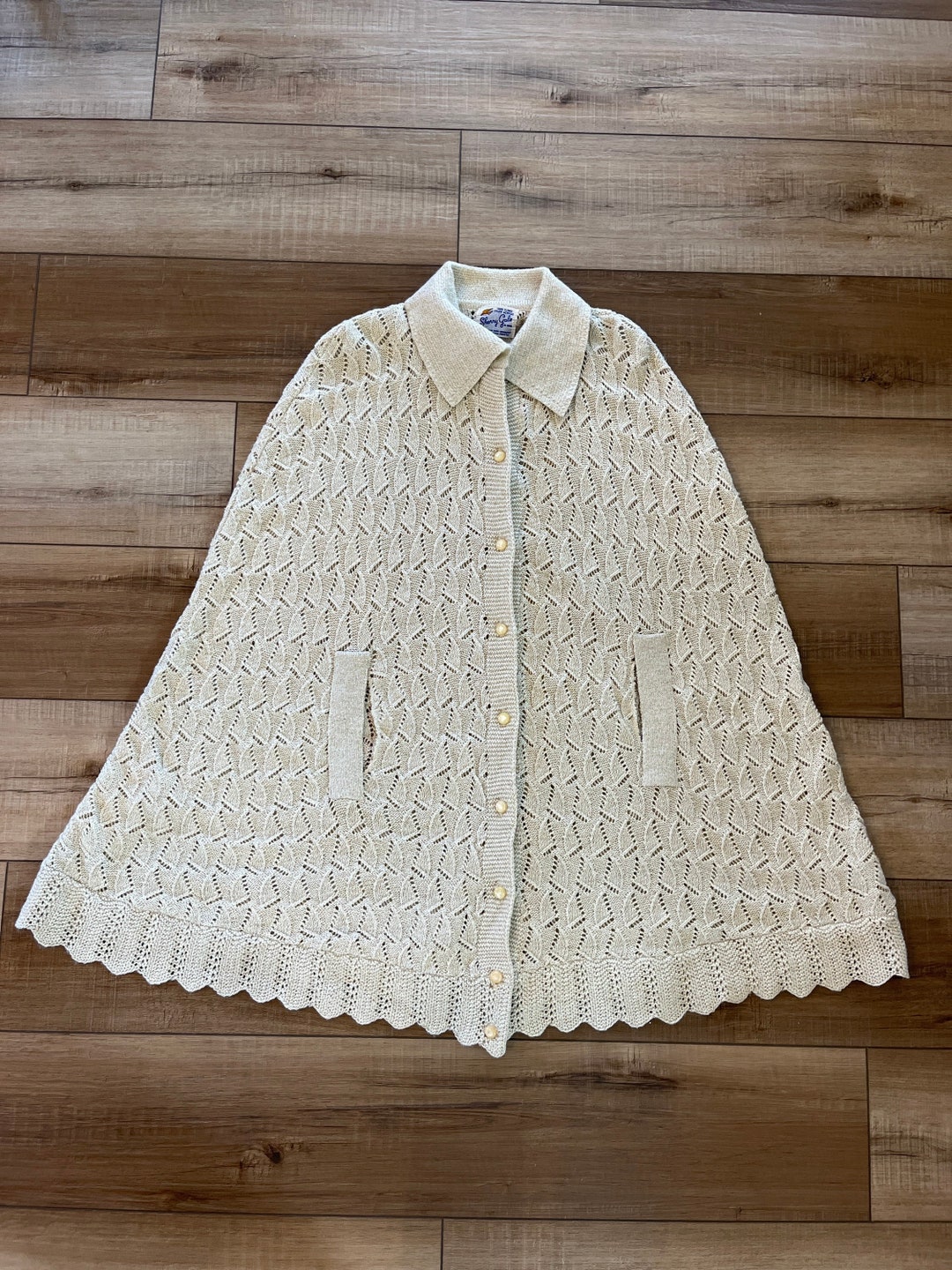 60s Sherry Gale Gold Metallic Cape, Beige & Gold Poncho, Sparkly ...