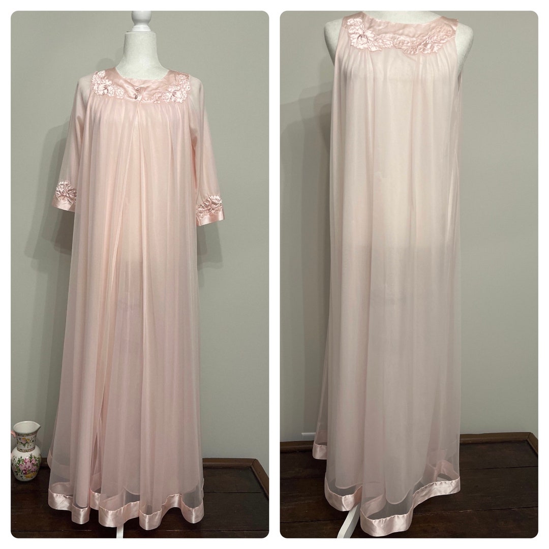 60s Gossard Artemis Pink Peignoir Set, Pin-up Peignoir Set, Bridal Pale ...