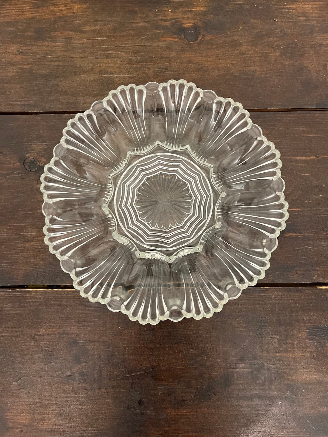 Vintage Glass Deviled Egg Plate, Anchor Hocking Deviled Egg Platter, 9. ...