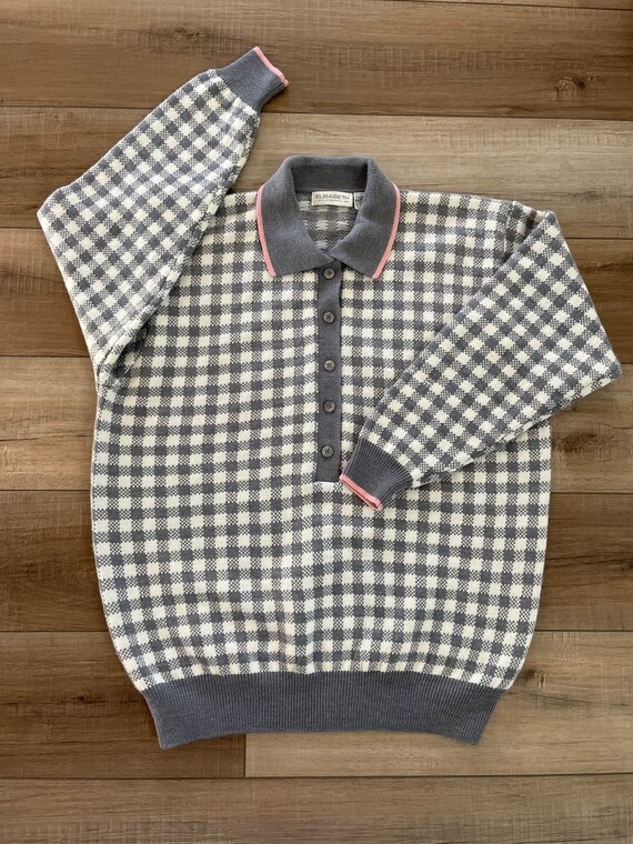 90s Elisabeth Gray Buffalo Check Sweater Vintage Liz - Etsy
