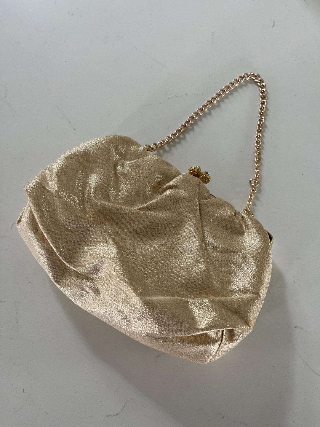 Vintage Gold Handbag, MCM Formal Bag, Dressy Gold Purse, 7” Small Gold ...