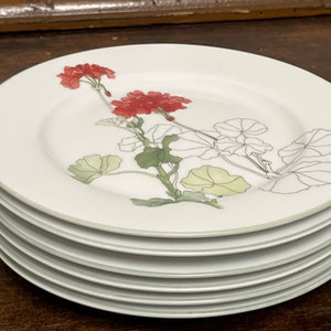 6 Block Spal Geranium Bread & Butter Plates, 1981 Plates Geranium by ...