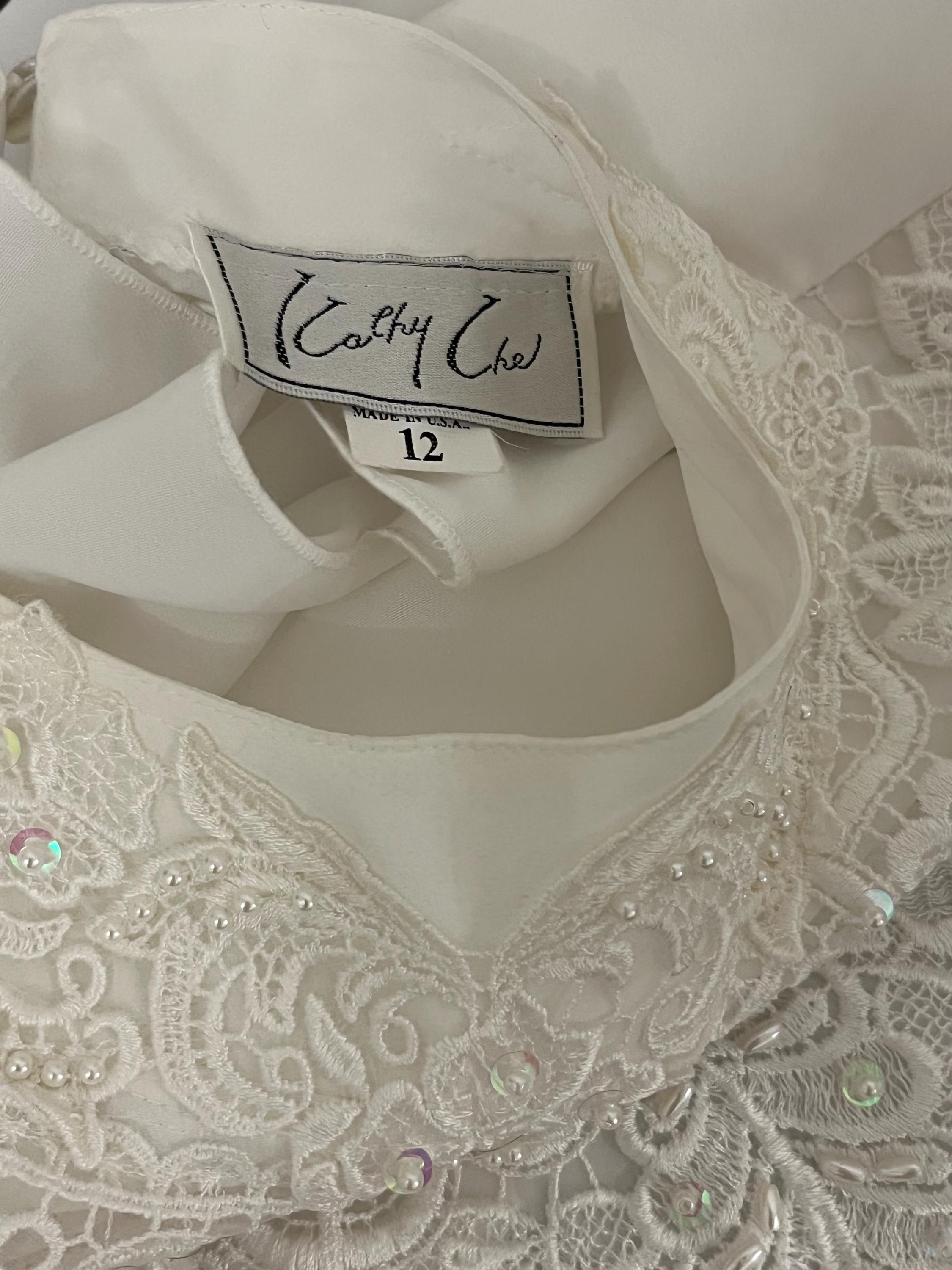Vintage Cream Lace Collar Blouse, 90s Kathy Che Lace Overlay Blouse ...
