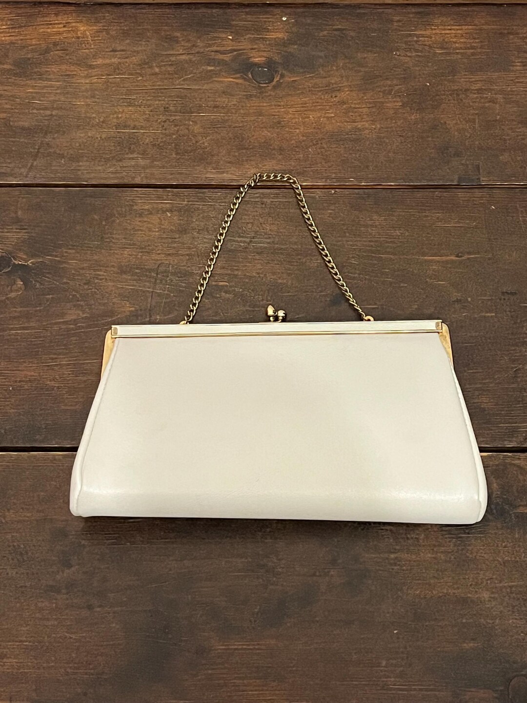 70s Ande White Vinyl Purse, Vintage White Purse, Hideaway Chain Purse ...