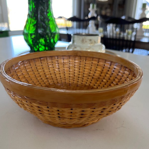 Wicker Round Bowl - Etsy