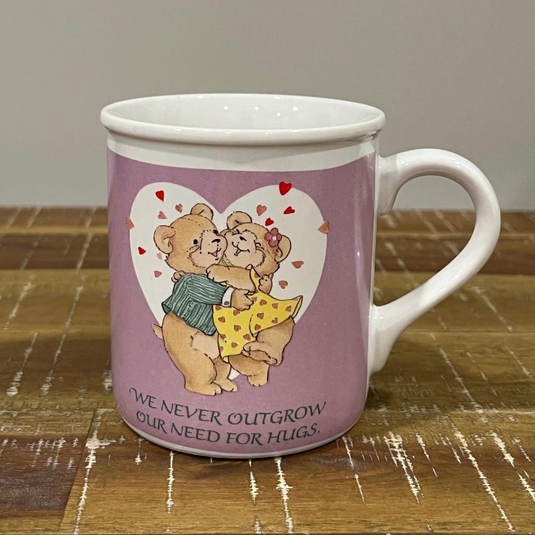 Vintage American Greetings Teddy Bear Hugs Mug, We Never Outgrow Our ...