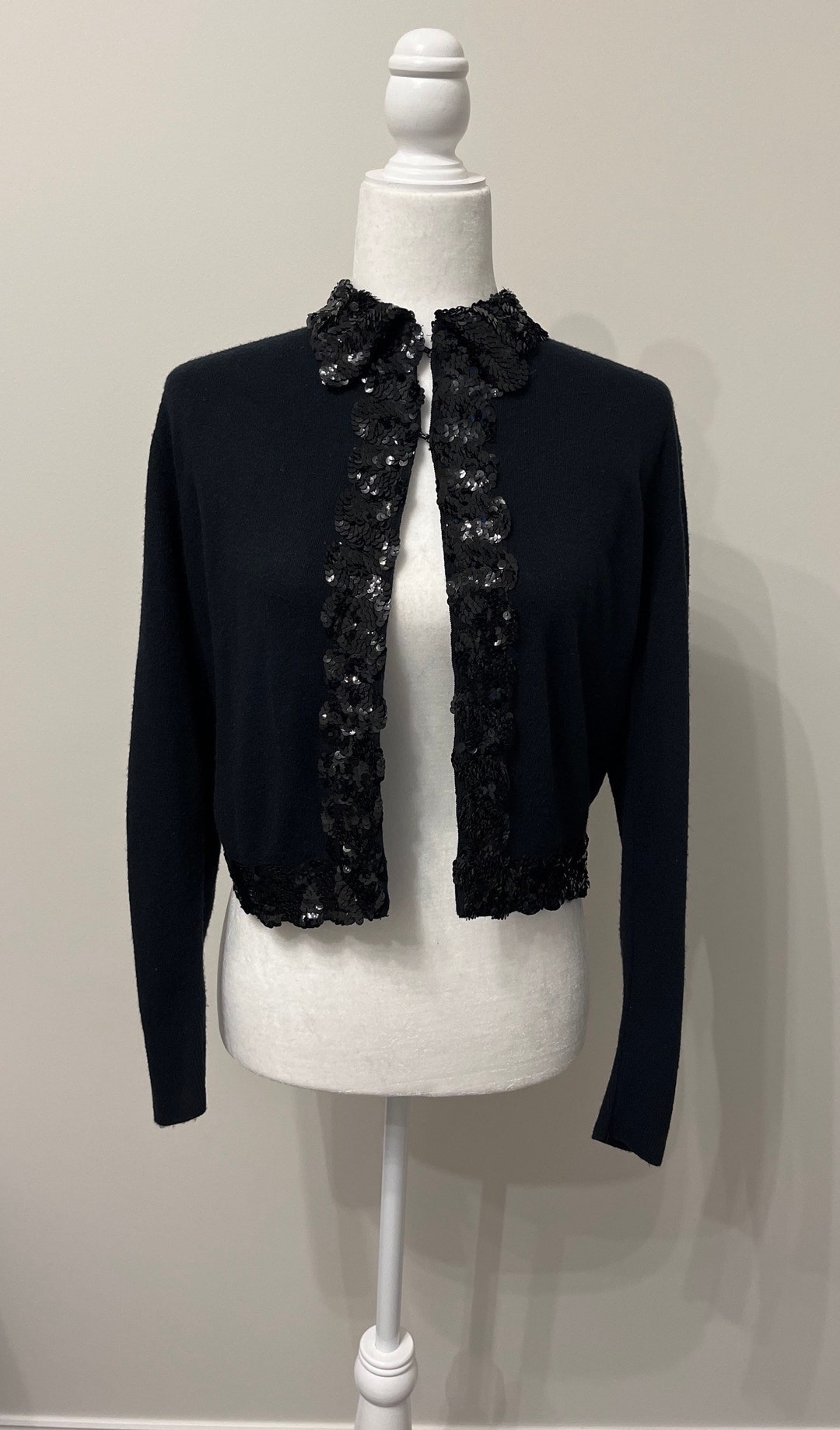 50s Jaymar New York Black Sequined Sweater, Black Mid-century Coverlet ...