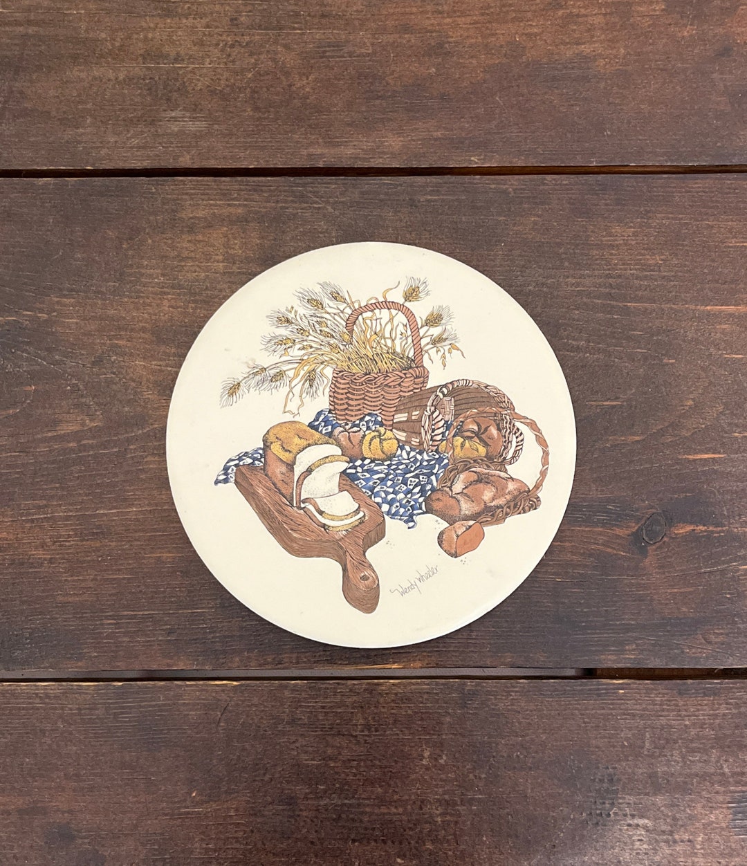 70s Wendy Wheeler Ceramic Trivet, 6” Wall Trivet, Kitschy Kitchen Decor ...