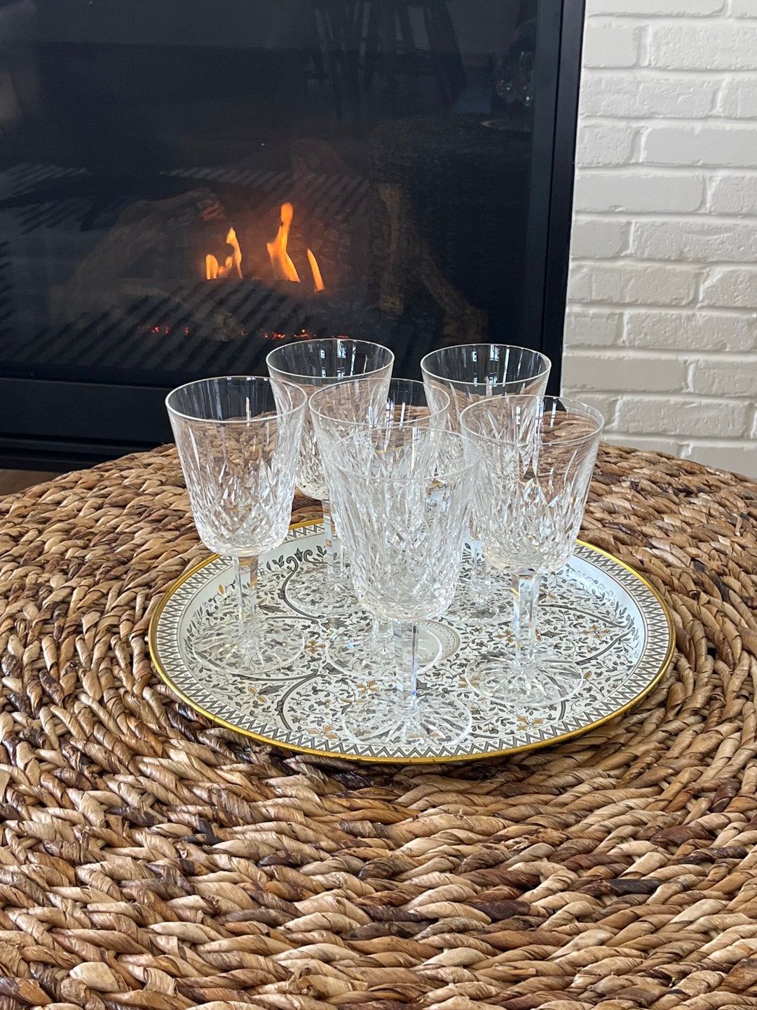 6 Waterford Lismore Goblets, Water Wine Glasses, 50s 60s MCM Crystal ...
