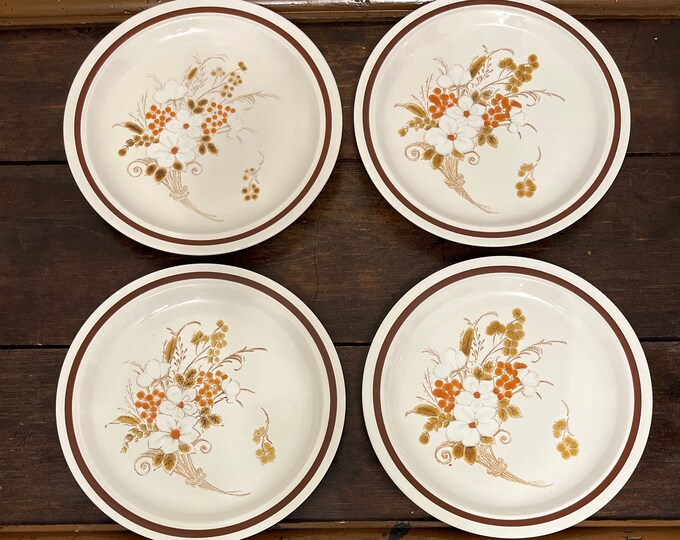 4 Autumn Bouquet Dinner Plates, Four Seasons Collection Plates, Boho ...