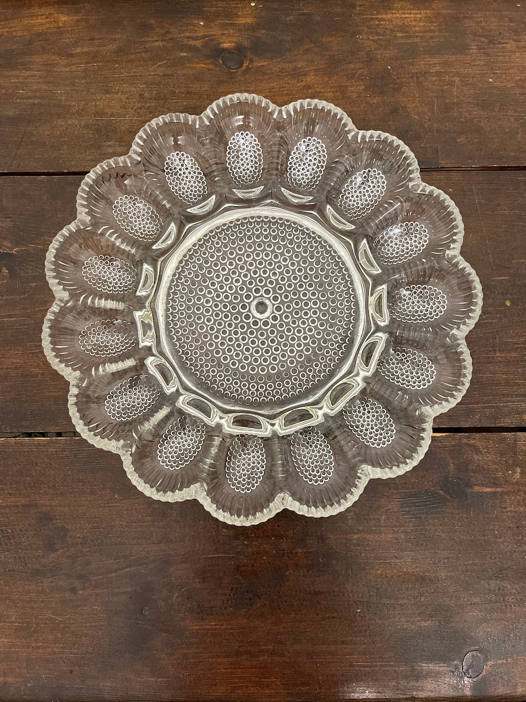 Vintage Glass Hobnail Deviled Egg Platter, Indiana Glass Deviled Egg ...