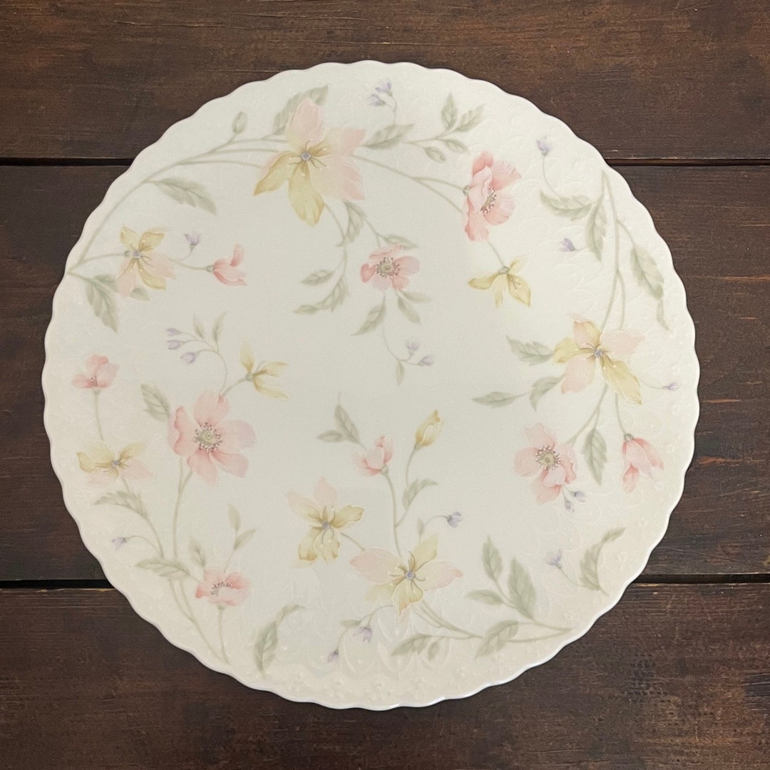 Mikasa Pastel Garden Cake Plate, Pastel Floral Cake Plate, Vintage ...
