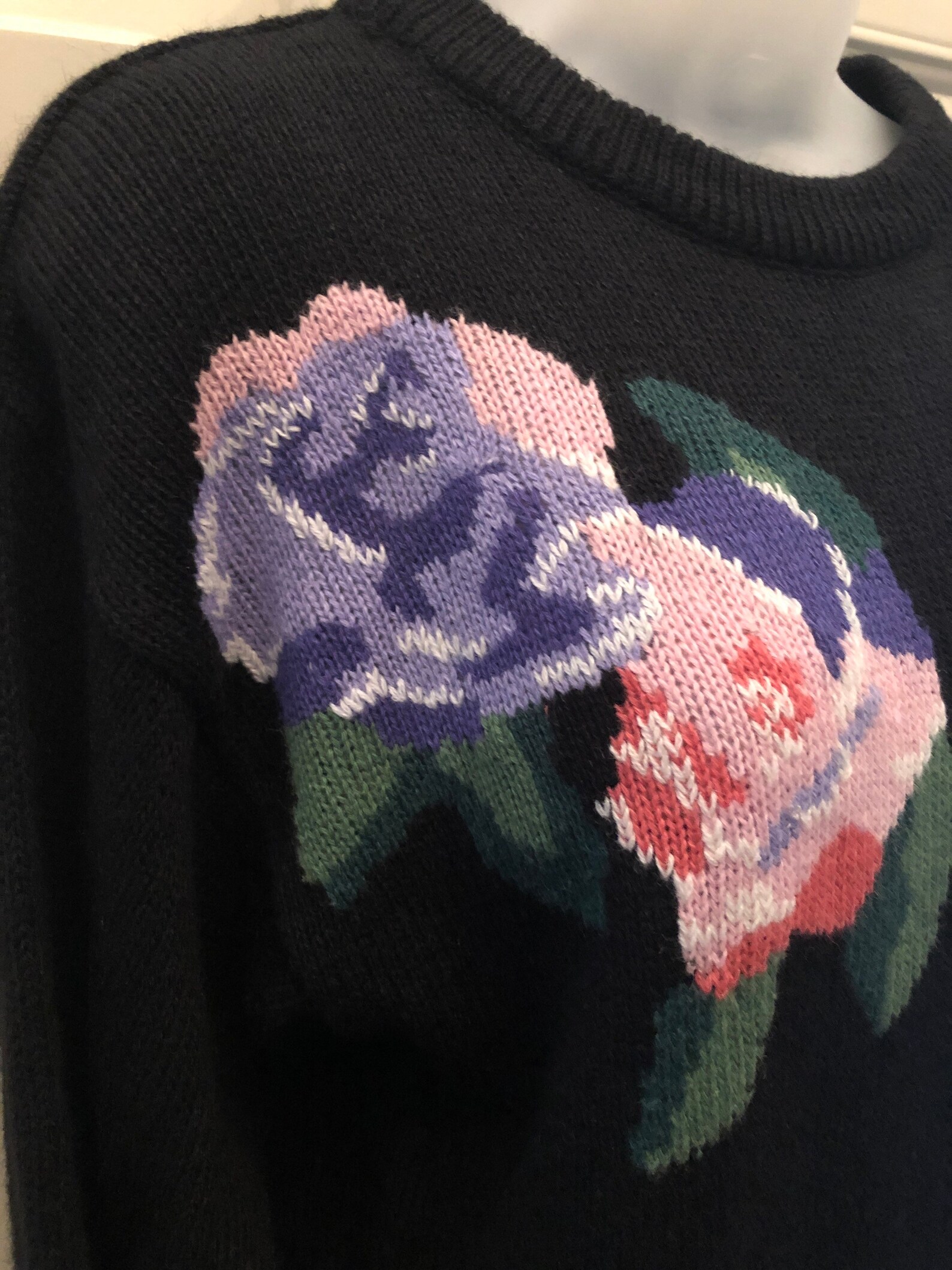 70s 80s Beeline Fashions Floral Sweater Black Floral Sweater - Etsy