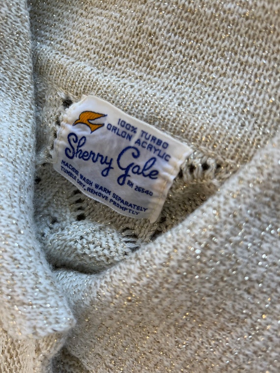 60s Sherry Gale gold metallic cape, beige & gold ponc… - Gem