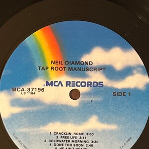 Neil Diamond Tap Root Manuscript, 1980 Re-issue of 1970 Album, Neil ...
