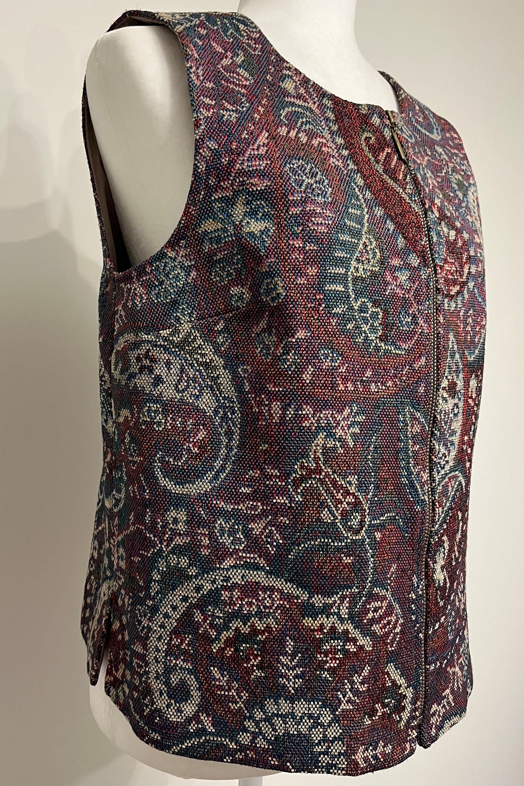 80s 90s Tapestry Vest, Leslie Fay Haberdashery Vest, Paisley ...