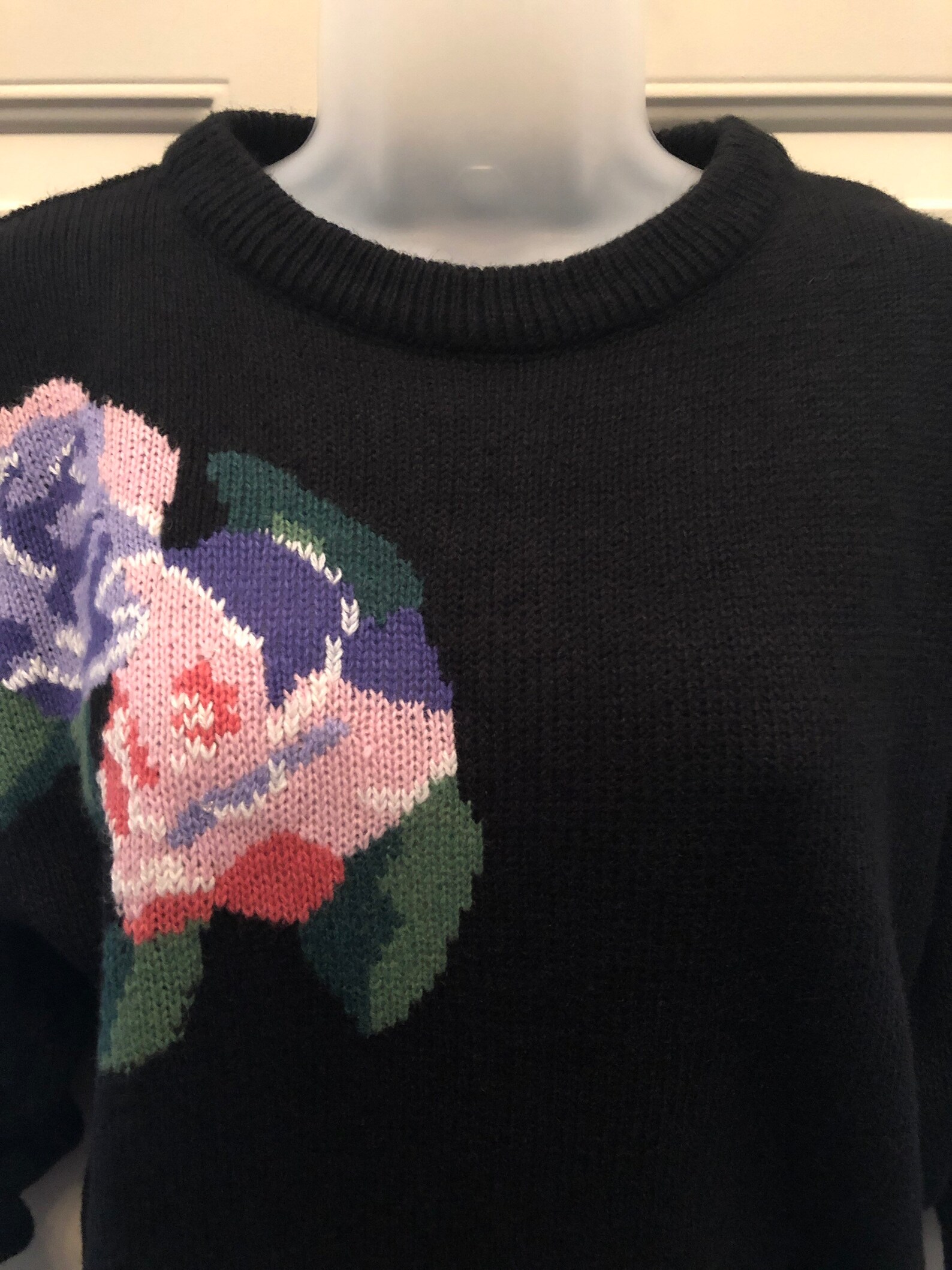 70s 80s Beeline Fashions Floral Sweater Black Floral Sweater - Etsy