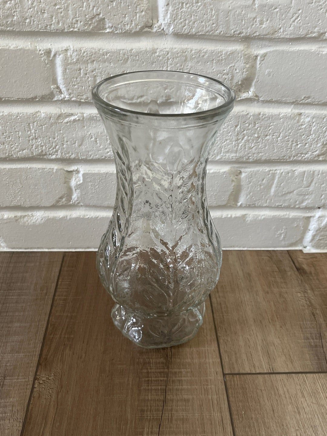 Vintage FTD 1985 Glass Vase, 10" Clear Glass Vase, Boho Decor ...