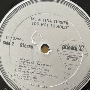 Ike and Tina Turner Too Hot to Hold Album, 1974 Pickwick Album, Ike ...