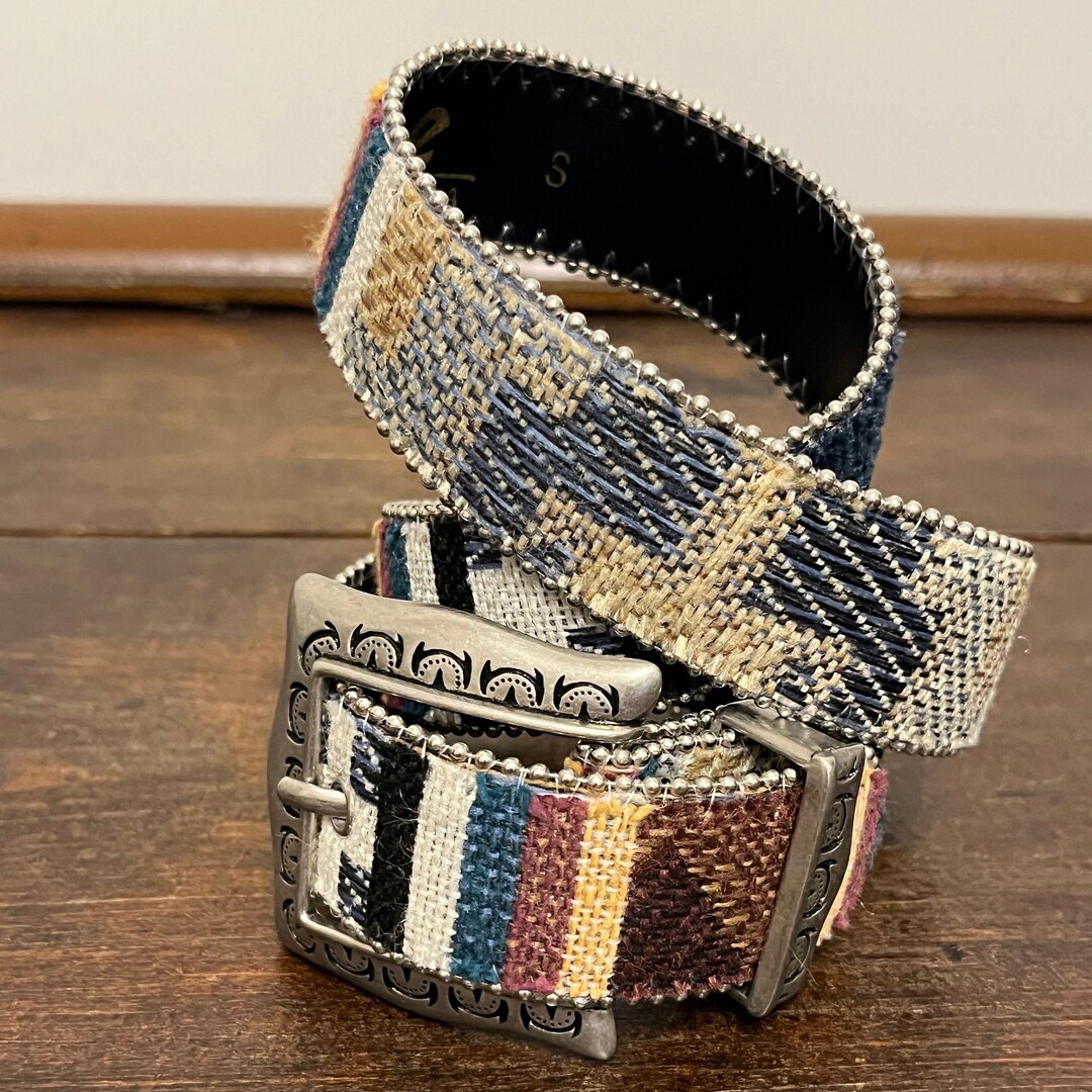 Vintage Elite Fresno California Belt, Brown and Blue Striped Belt ...