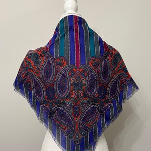 80s Liz Sinclair Acrylic Fringe Scarf, Large Shawl Scarf, Purple ...
