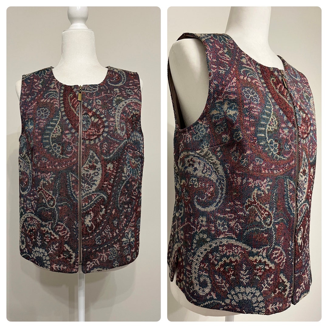 80s 90s Tapestry Vest, Leslie Fay Haberdashery Vest, Paisley ...