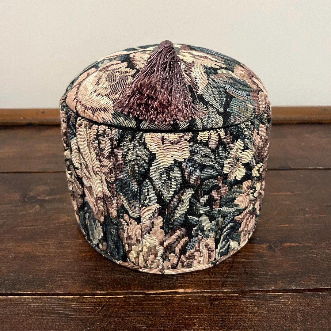 Vintage Tapestry Hat Box, Small Hat Box, Floral Hat Box, Floral ...