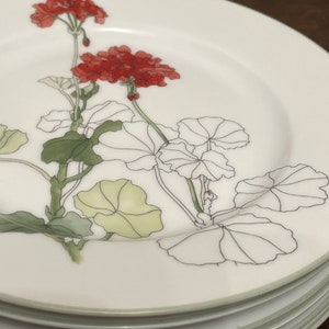 6 Block Spal Geranium Bread & Butter Plates, 1981 Plates Geranium by ...