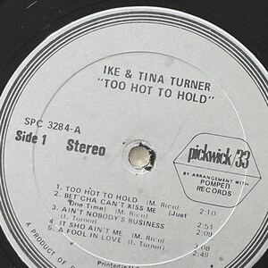 Ike and Tina Turner Too Hot to Hold Album, 1974 Pickwick Album, Ike ...