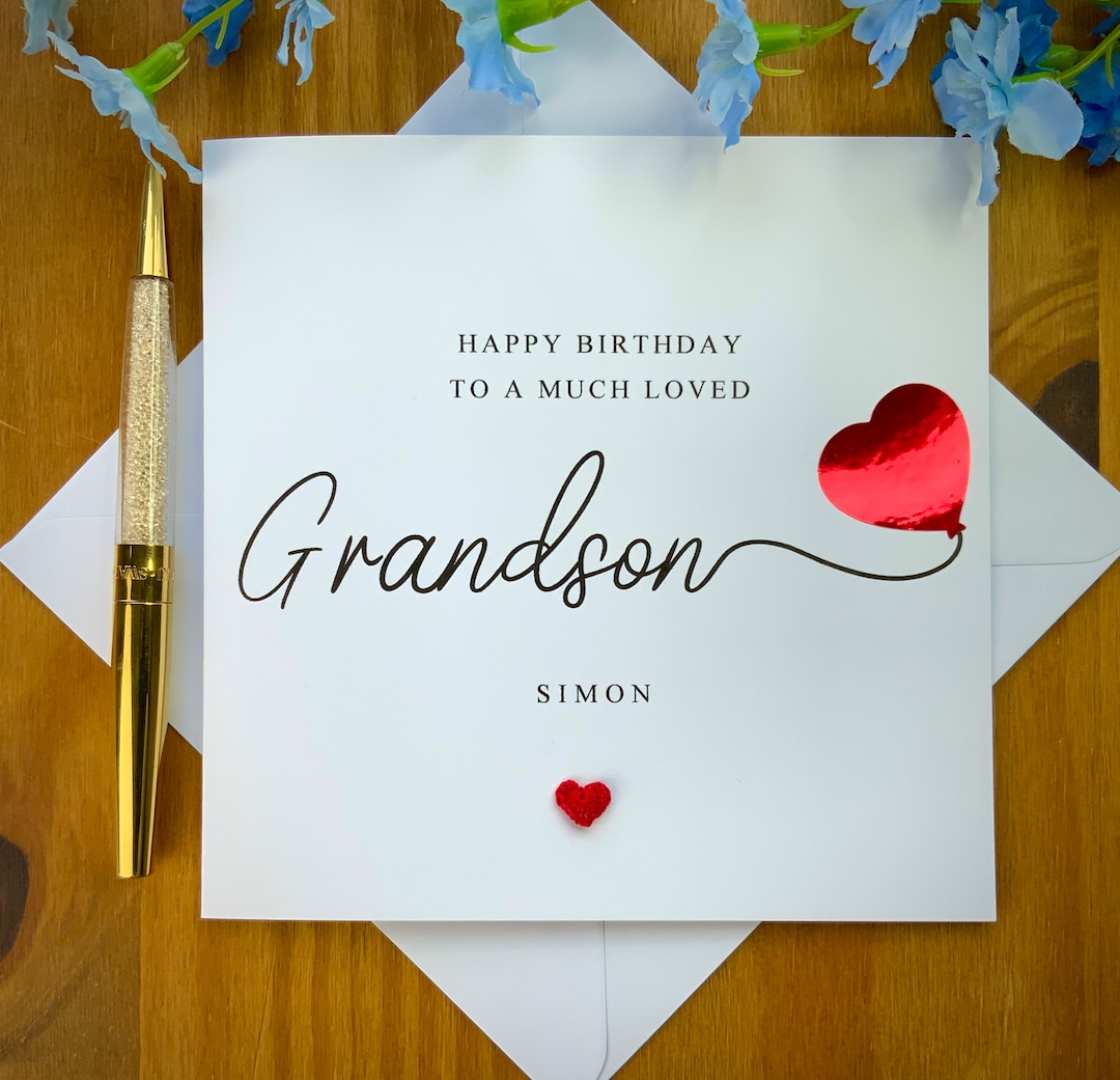 Grandson Birthday Card, Grandson Foil Balloon Card, Adult Grandson ...