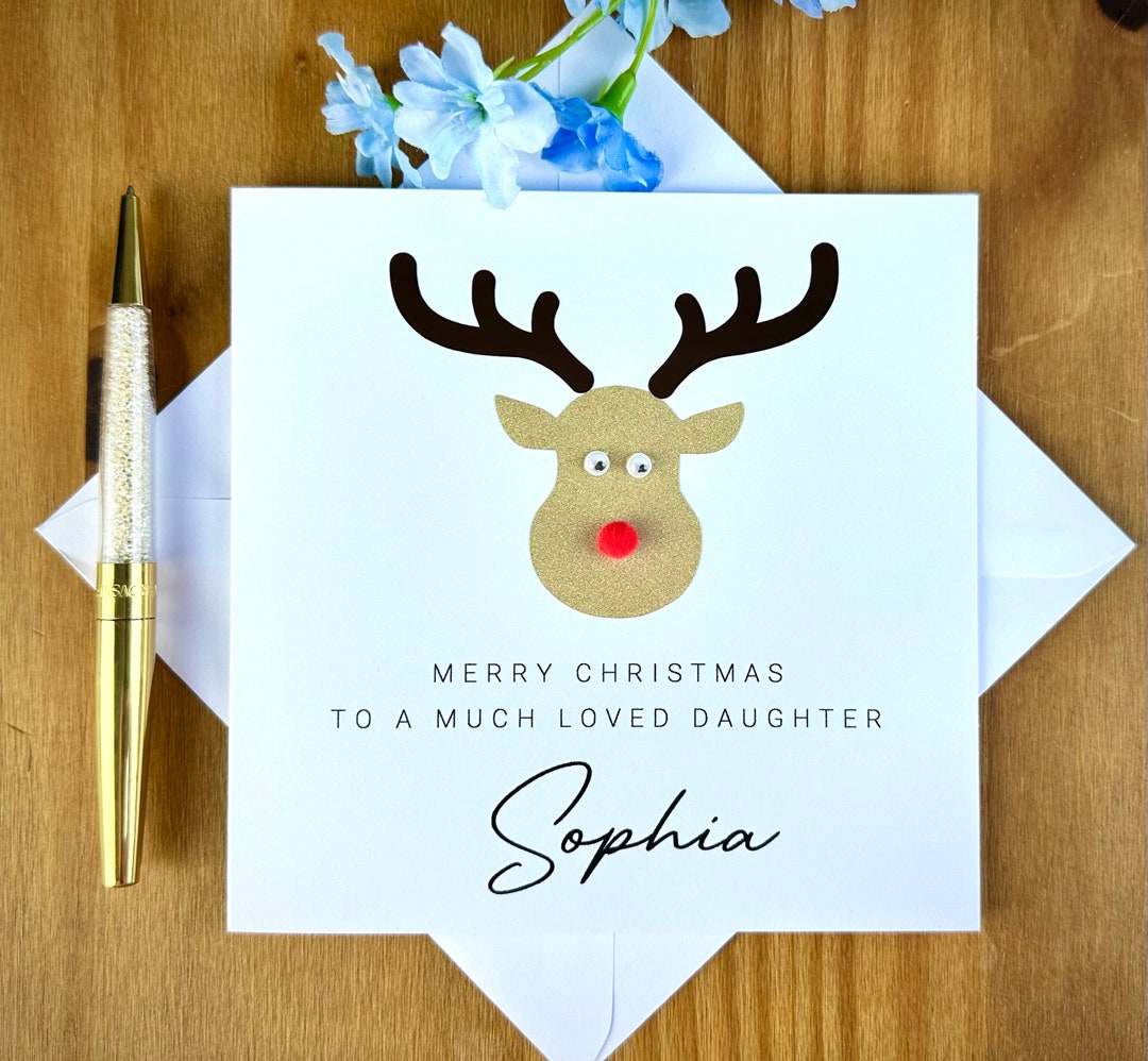 Daughter Reindeer Christmas Card, Christmas Reindeer Card for Daughter ...