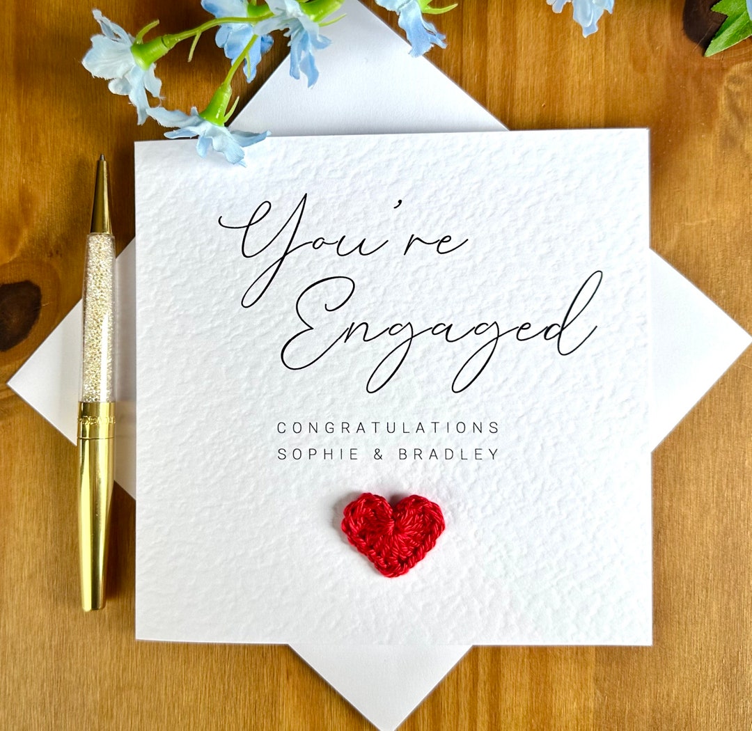 Engagement Card: You’re Engaged Card, Personalised Card, Cotton Heart ...