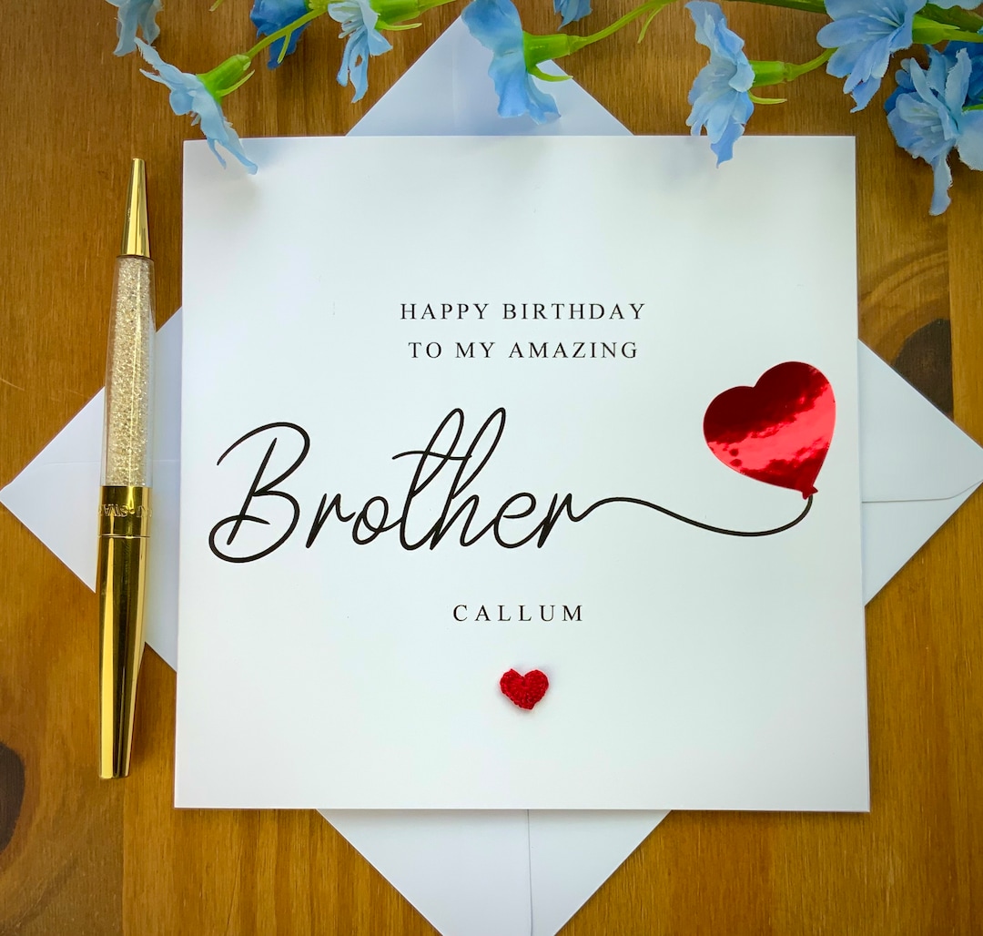 Brother Birthday Card, Brother Foil Balloon Card, Adult Brother ...