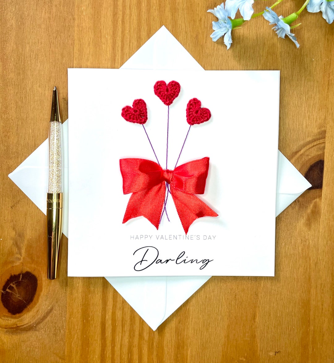 Special Valentine’s Day Card, Personalised Card, Handmade Heart Bouquet ...