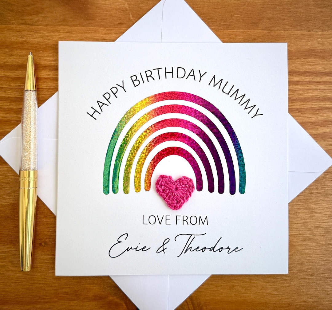 Mummy Birthday Card: Mammy Rainbow Card, Personalised Card, Cotton ...
