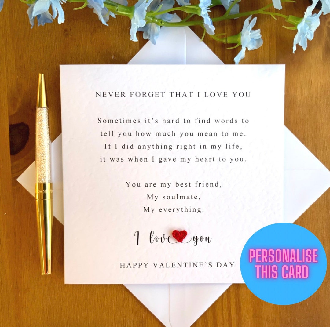 Love Poem Valentine’s Day Card, Sentimental Valentines Card, Words of ...