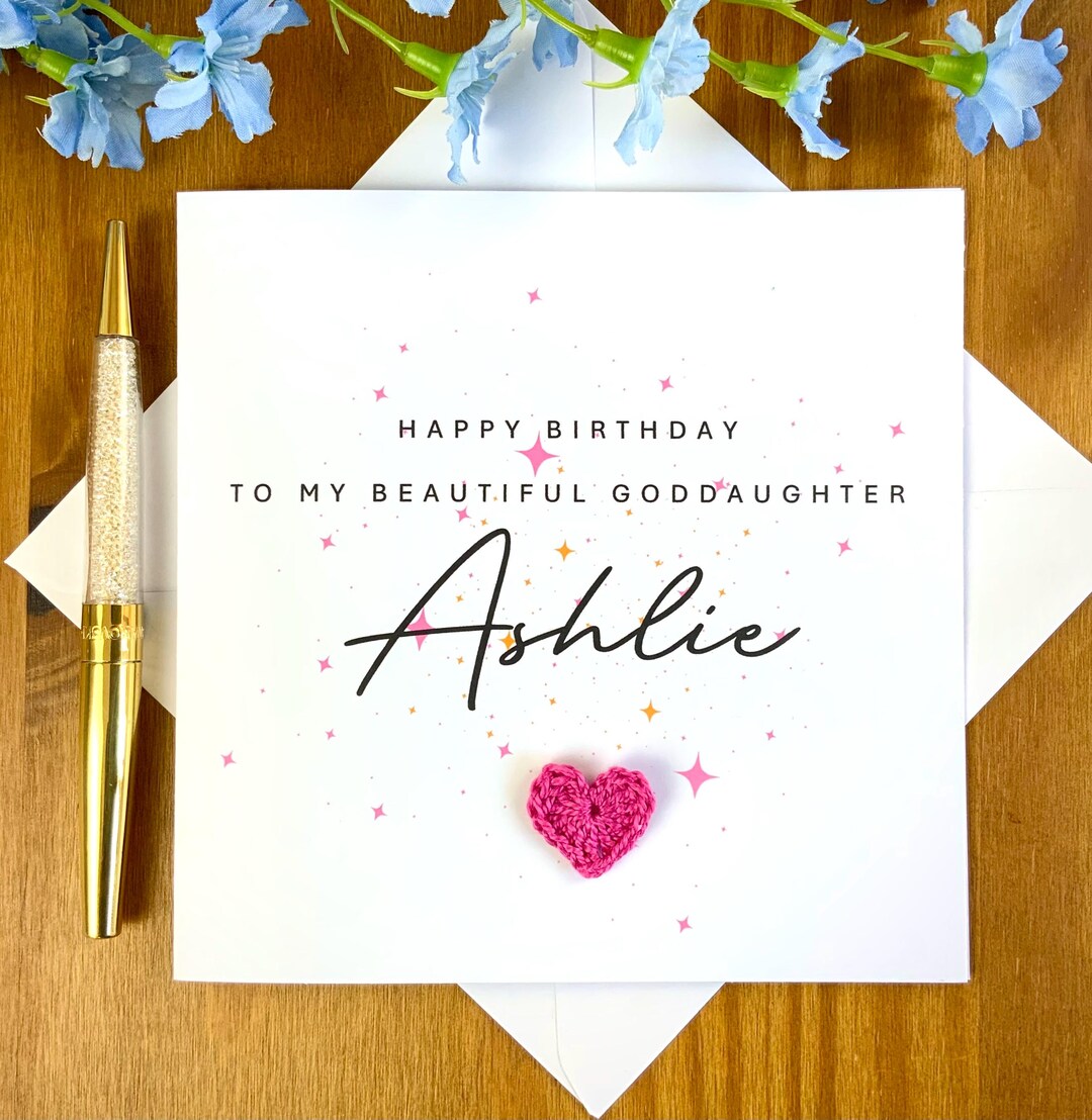 Goddaughter Birthday Card: Crochet Heart, Sparkle, TLC0537 - Etsy