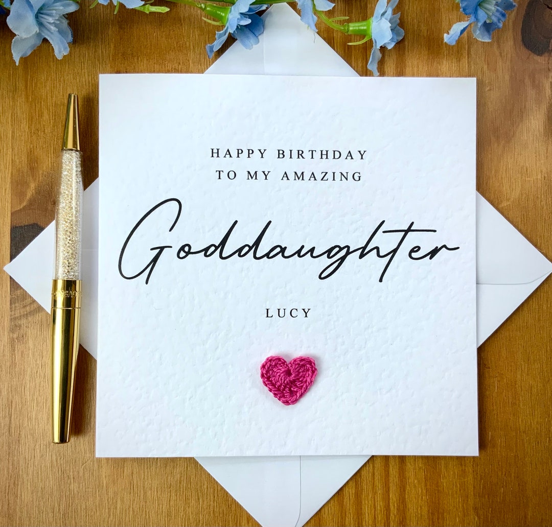 Goddaughter Birthday Card, Personalised Goddaughter Card, Textured ...