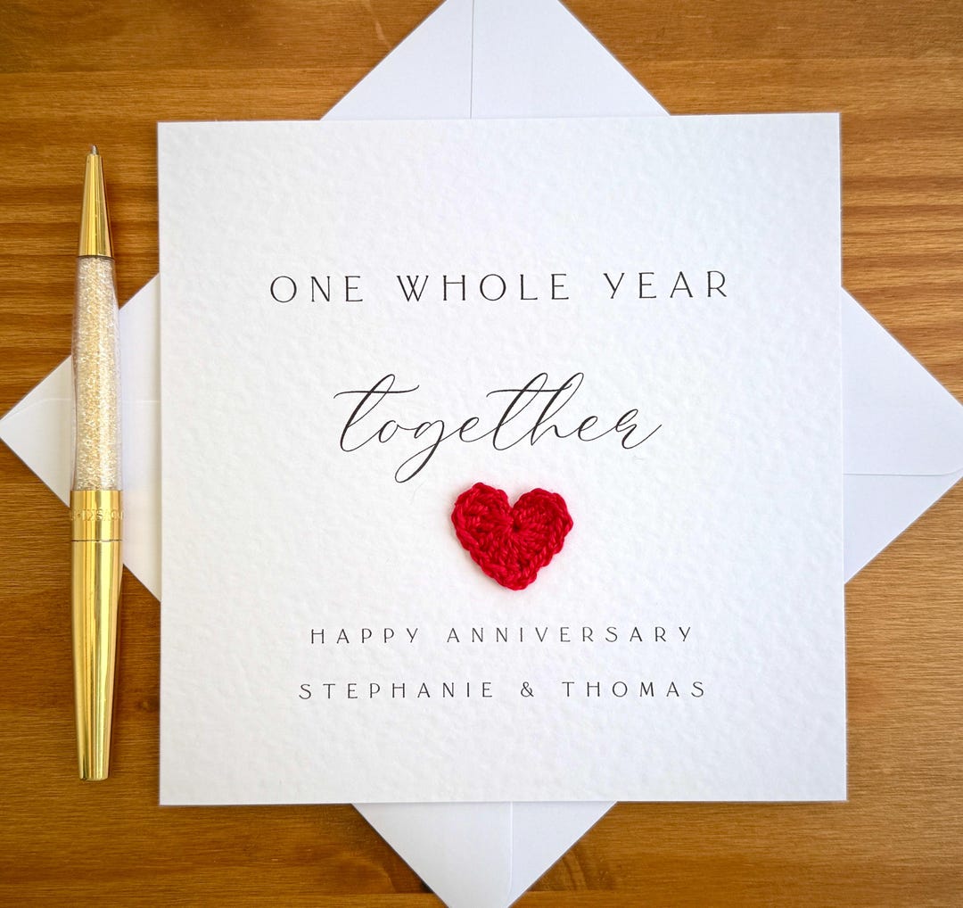 One Whole Year Together Anniversary Card, First Anniversary Card, 100% ...